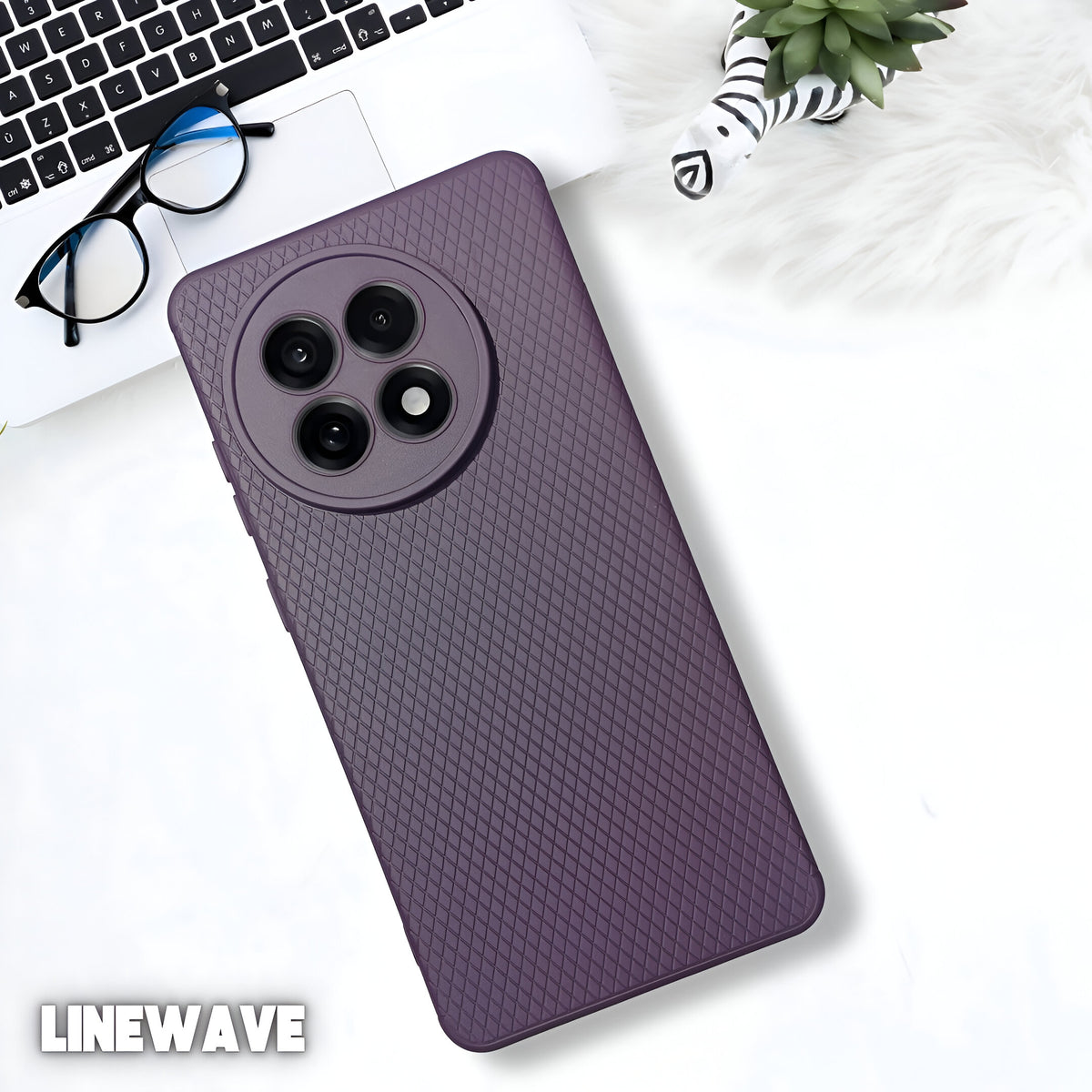 Deep Purple Line Wave Silicone Case for Oneplus 13r – The Hatke