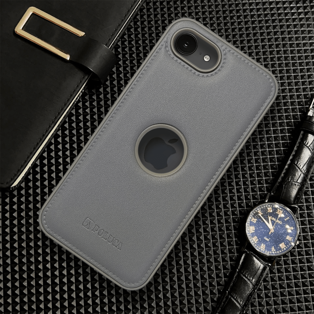 Prime Leather Grey Leather Case for Apple Iphone 16e – The Hatke