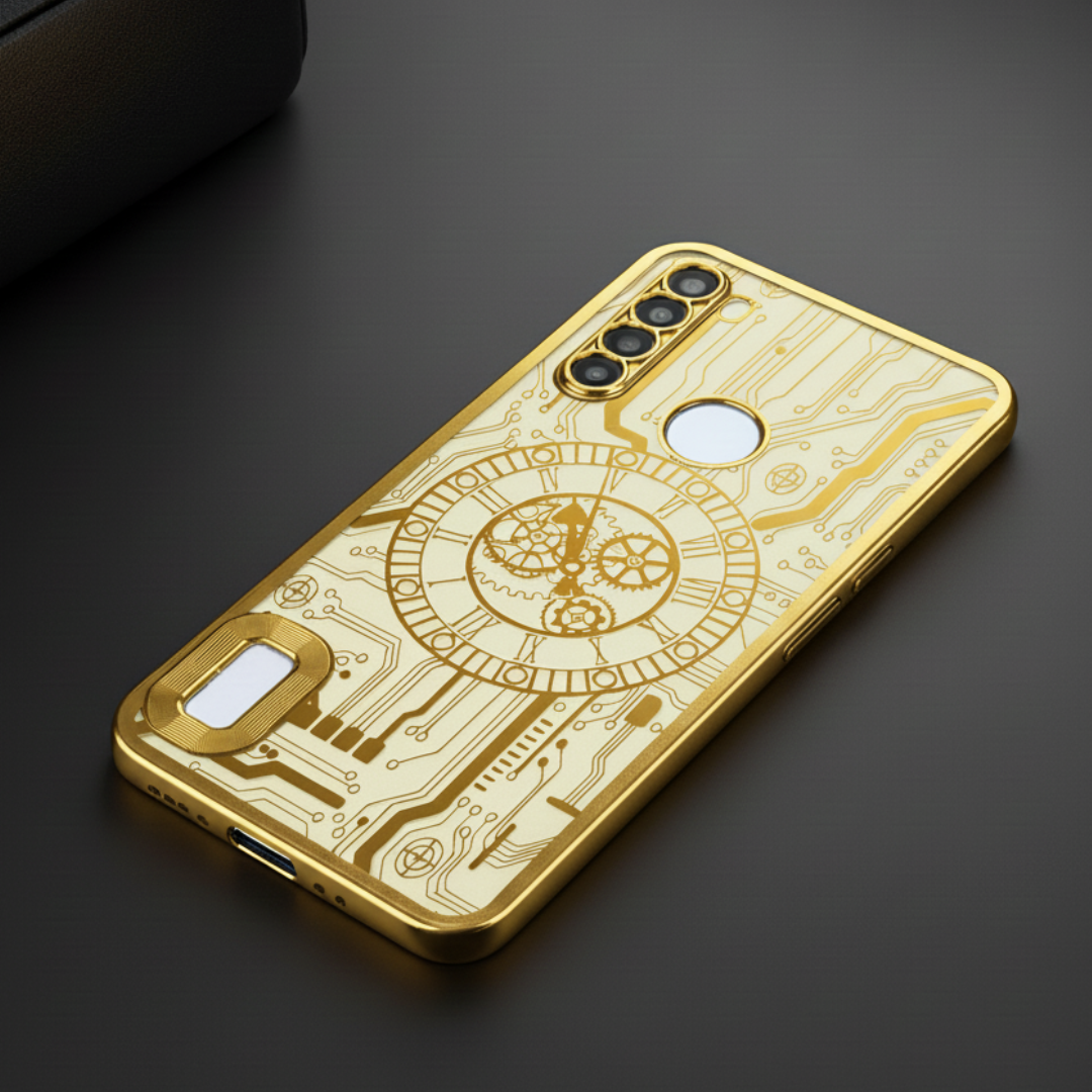 Golden Watch Machine Logo Cut Transparent Case for Redmi Note 8 – The Hatke