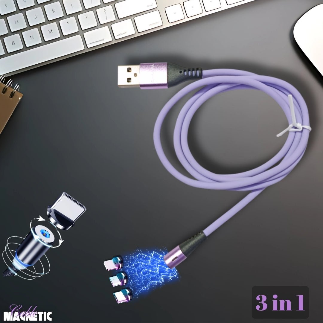 PURPLE SILICONE MAGNETIC (3 in 1) Charging Cable – The Hatke