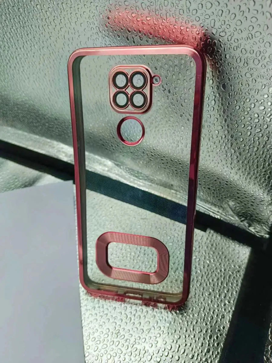 Pink 6D Chrome Logo Cut Transparent Case for Redmi Note 9 Pro – The Hatke