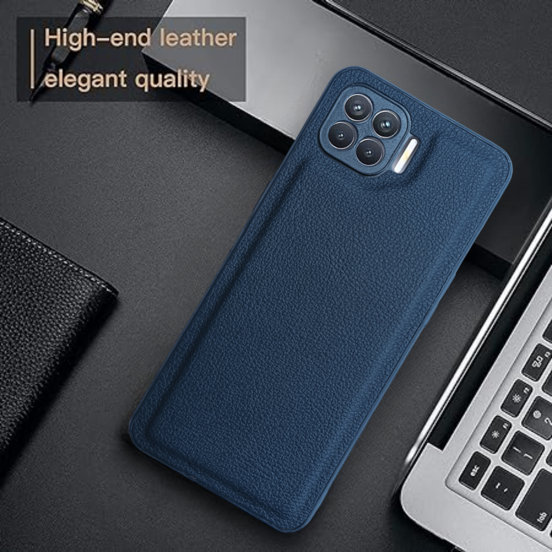 Raised Edges Dark Blue Leather Case for Oppo F17 Pro – The Hatke