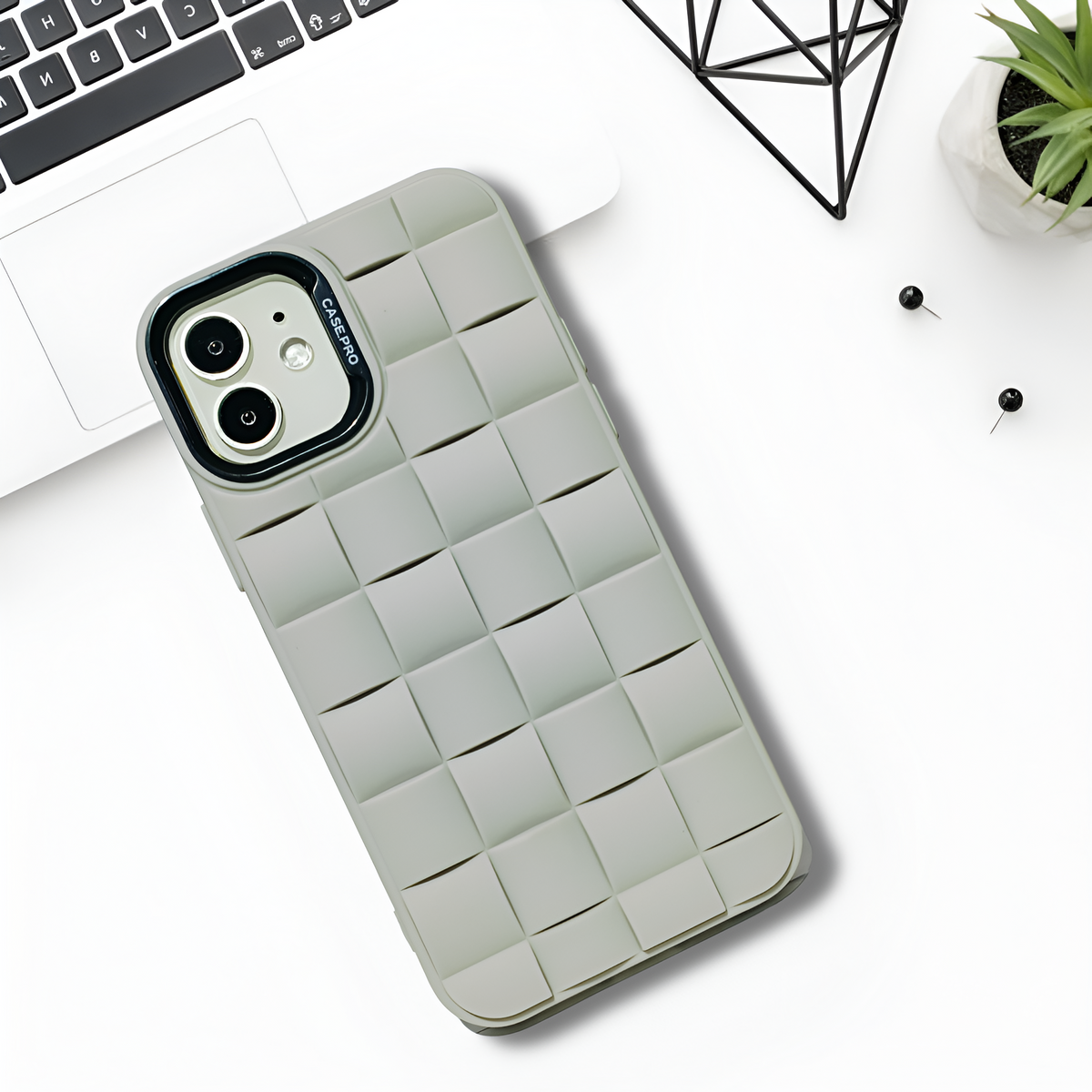 Grey Grid silicone case for Apple iPhone 12 – The Hatke