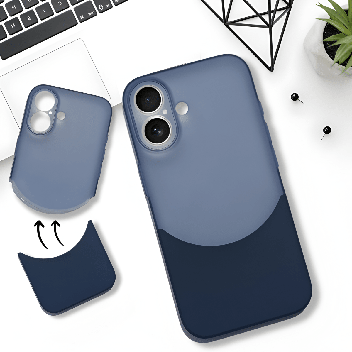 Dark Blue Detach Matte Case For Apple Iphone 16 – The Hatke