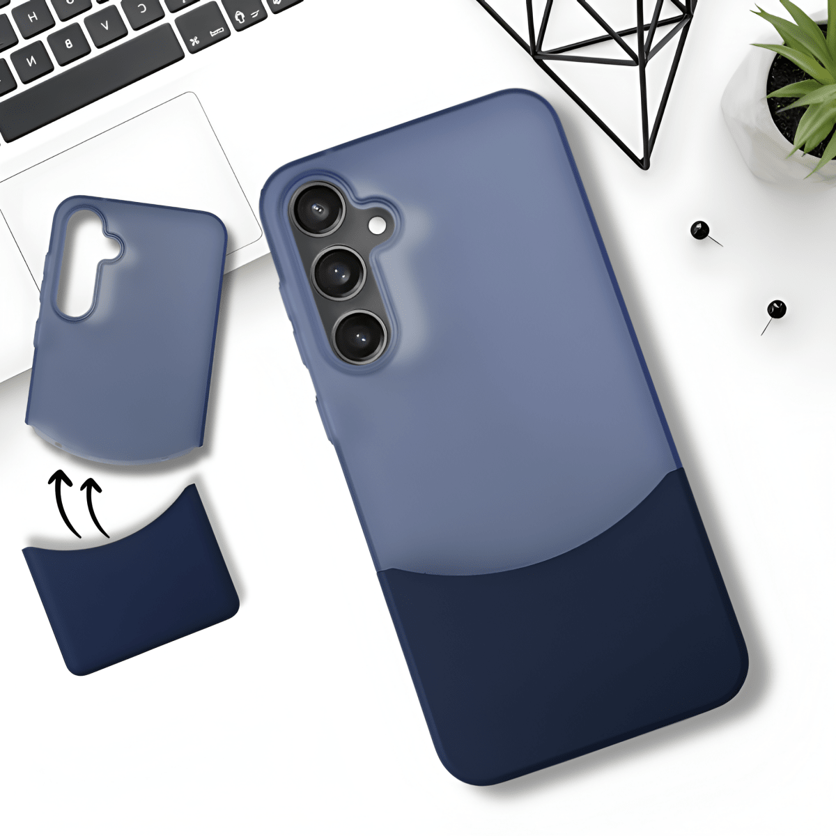 Dark Blue Detach Matte Case For Samsung A15 – The Hatke